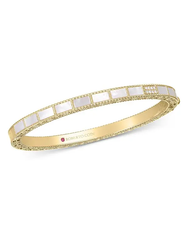 Roberto Coin 18k Yellow Mosaic Diamond Bangle Bracelet - White/gold