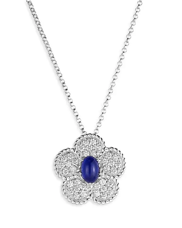 Roberto Coin 18k White Gold Daisy Pendant Necklace - Blue/white