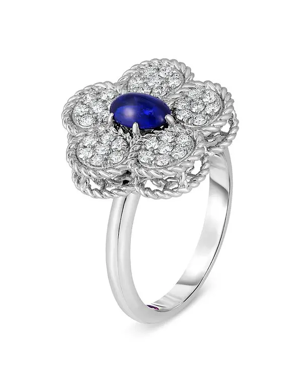 Roberto Coin 18k White Gold Daisy Sapphire And Diamond Flower Ring - Blue/white