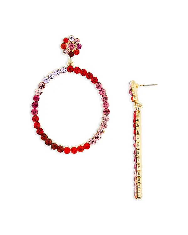 Aqua Hoop Drop Earrings - Red/gold