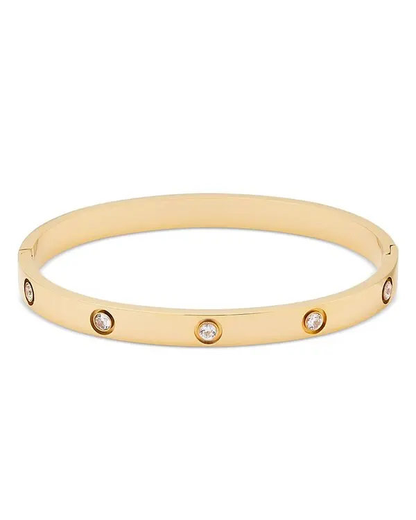 Aqua Crystal Bangle Bracelet - Gold