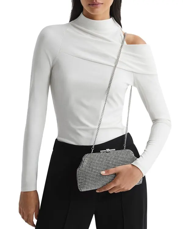 REISS Adaline Crystal Clutch - Silver