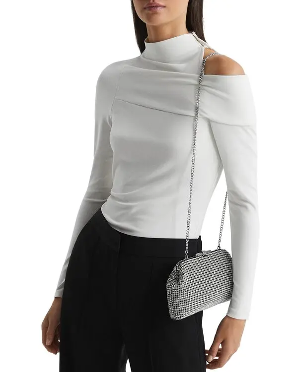 REISS Adaline Crystal Clutch - Silver
