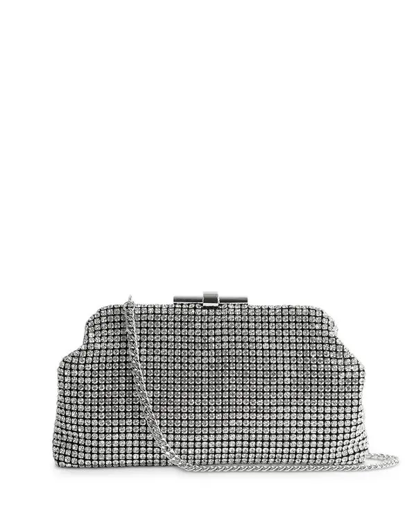 REISS Adaline Crystal Clutch - Silver