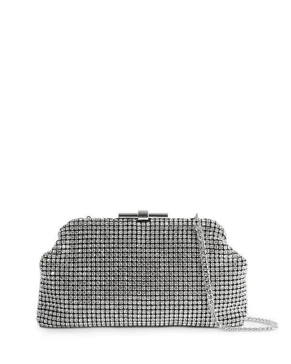 REISS Adaline Crystal Clutch - Silver