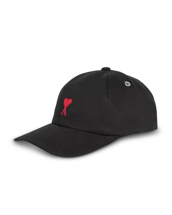 Ami Cotton Embroidered Baseball Cap - Black