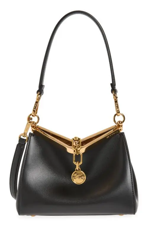 Etro Small Vela Leather Shoulder Bag - Black
