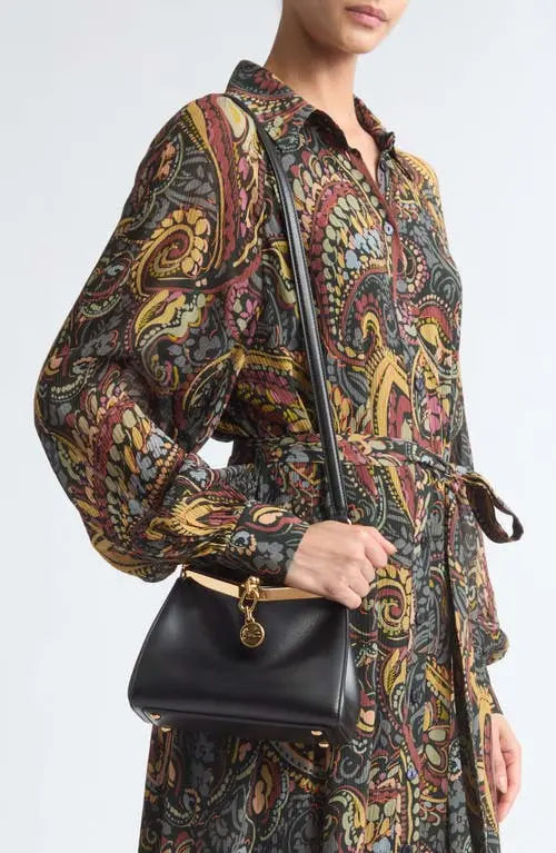 Etro Small Vela Leather Shoulder Bag - Black