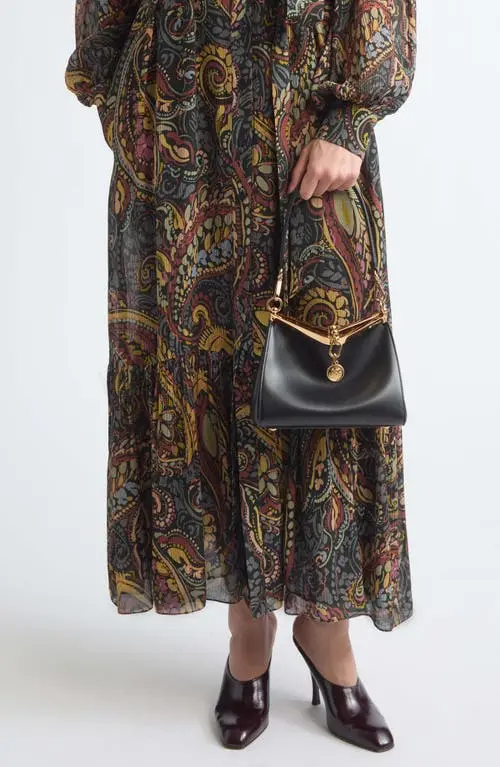 Etro Small Vela Leather Shoulder Bag - Black