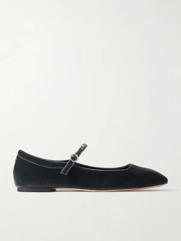 AeydĒ Uma Velvet Mary Jane Ballet Flats - Gray