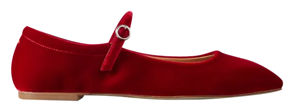 AeydĒ Uma Velvet Mary Jane Ballet Flats - Red