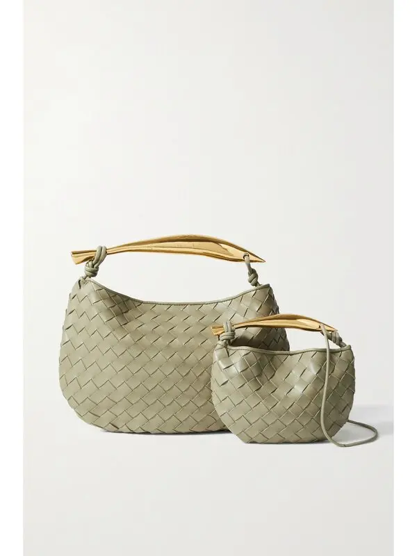 Bottega Veneta Sardine Small Intrecciato Metallic Leather Shoulder Bag - Silver