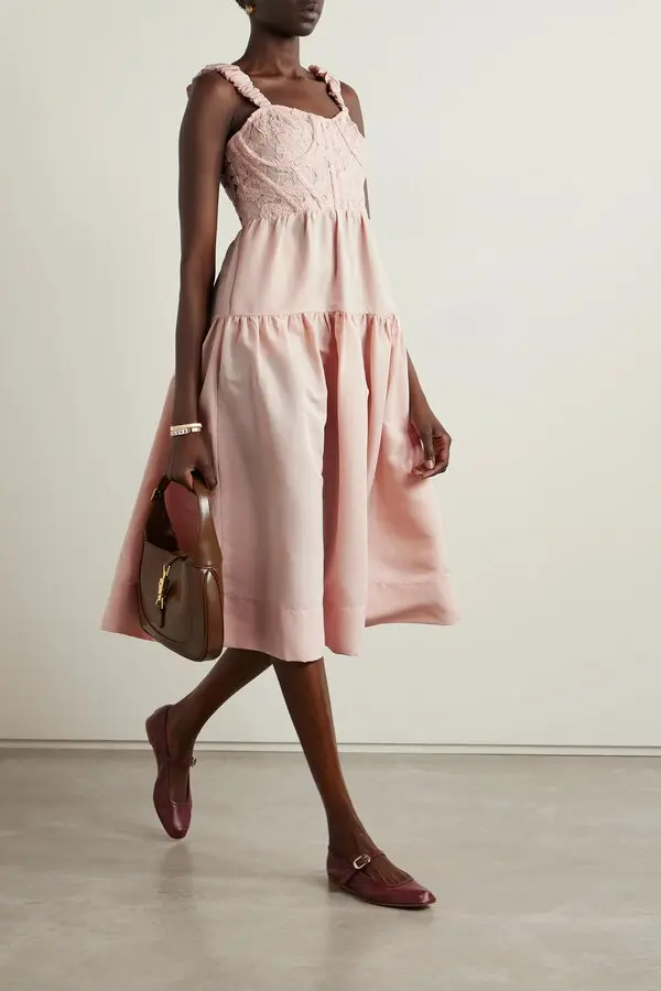 knee length dresses for ladies Evita Midi Knit Dress in Pink – St Frock main image 1