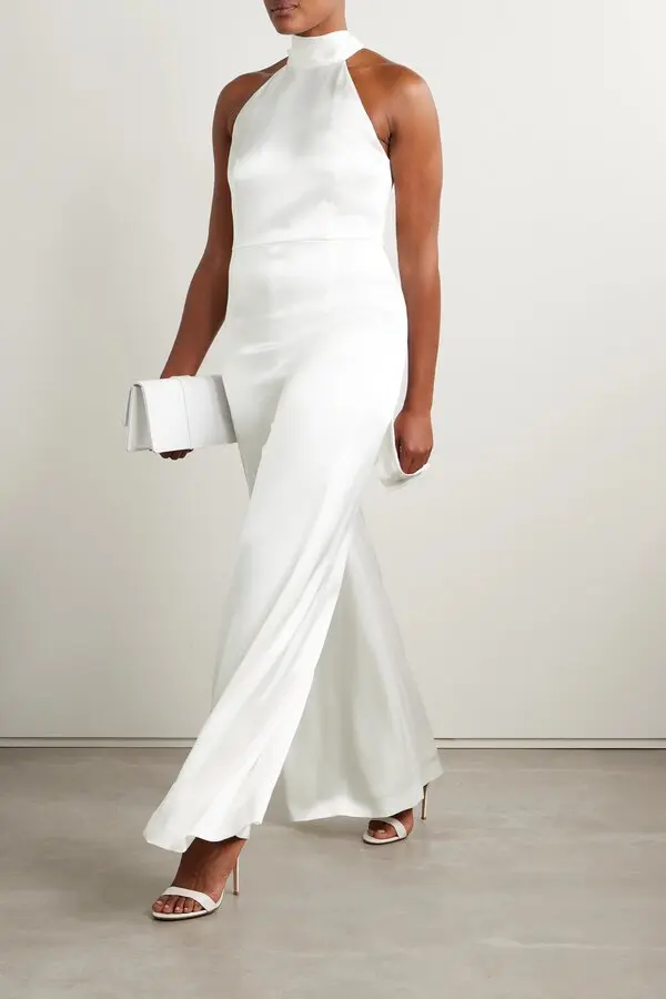 Galvan Sienna Satin Halterneck Jumpsuit