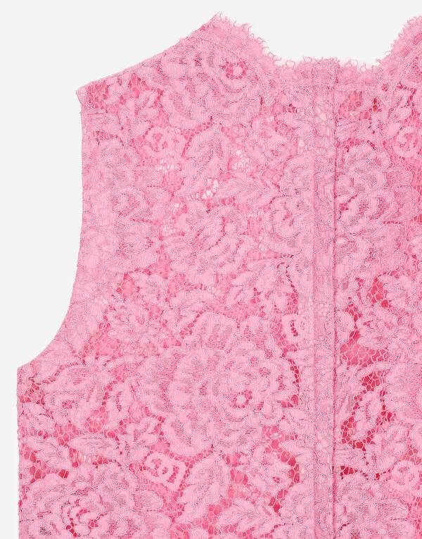 Dolce & Gabbana Branded Floral Cordonetto Lace Top