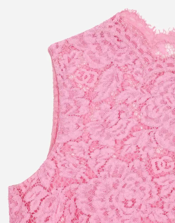 Dolce & Gabbana Branded Floral Cordonetto Lace Top