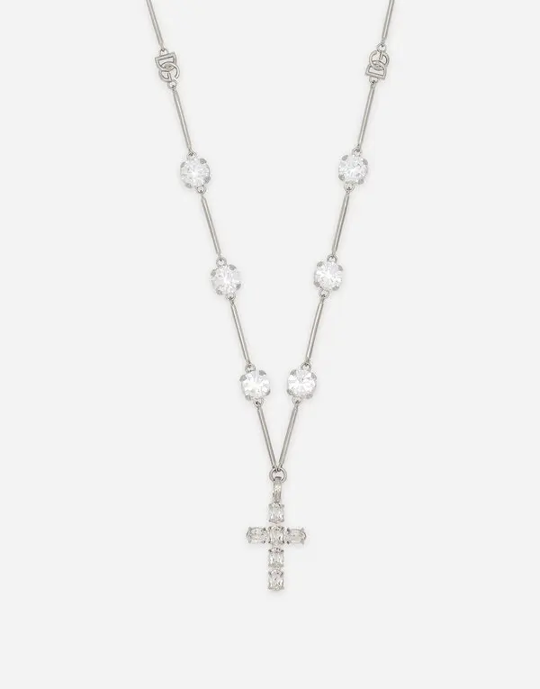 Dolce & Gabbana Rhinestone Cross Necklace - Crystal