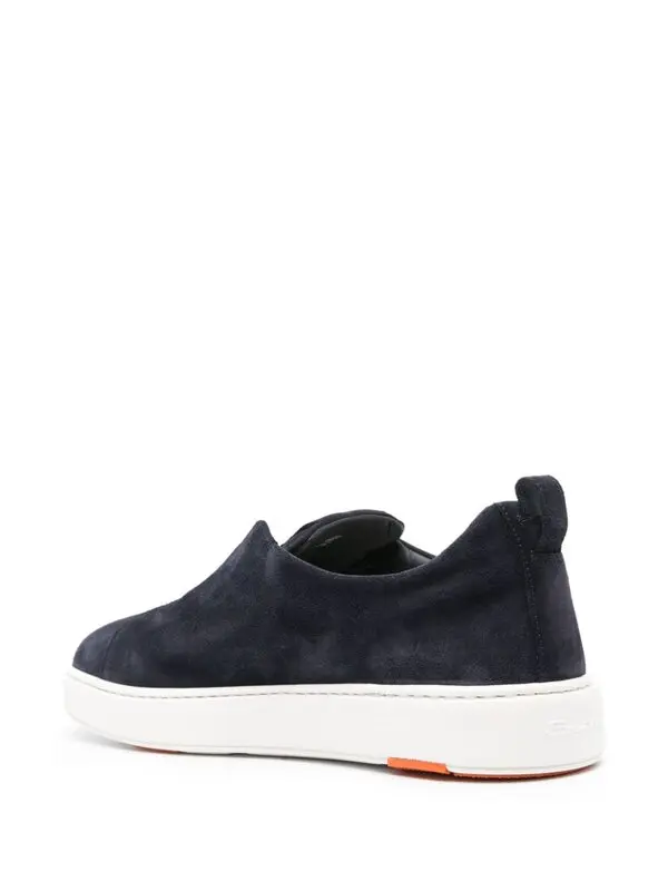Santoni Logo-lettering Suede Sneakers - Blue