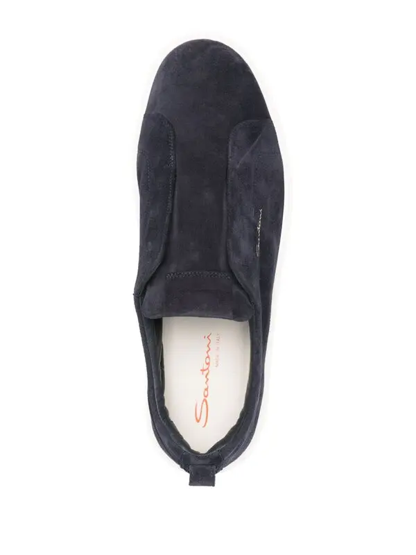 Santoni Logo-lettering Suede Sneakers - Blue