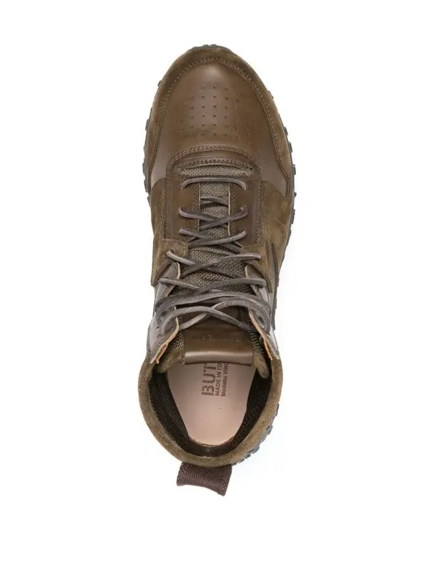 BUTTERO® Vinci Panelled Suede Sneakers - Green