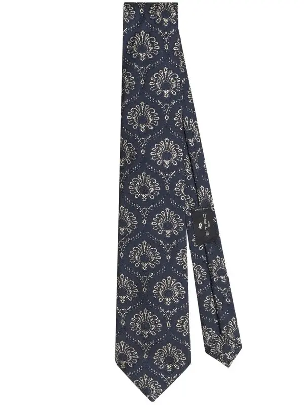 Etro Jacquard Silk-blend Tie - Blue