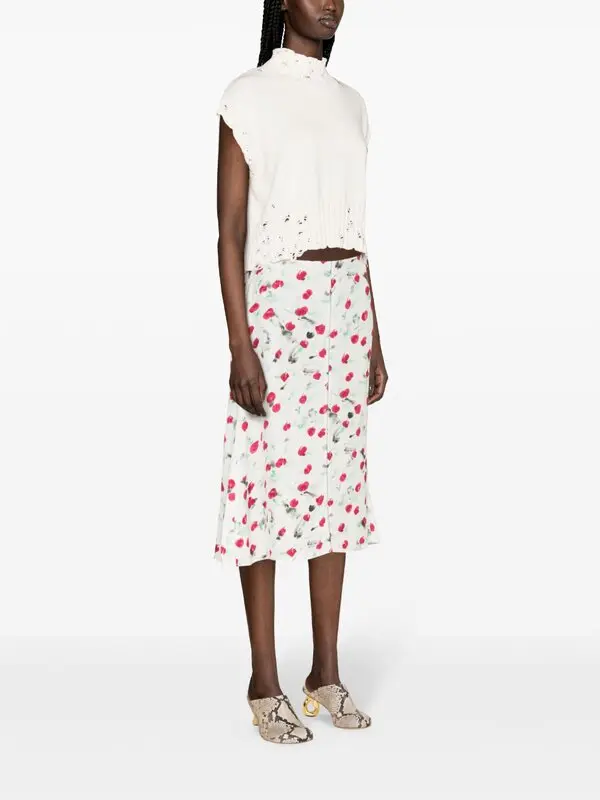 Marni Floral-print Midi Skirt - White