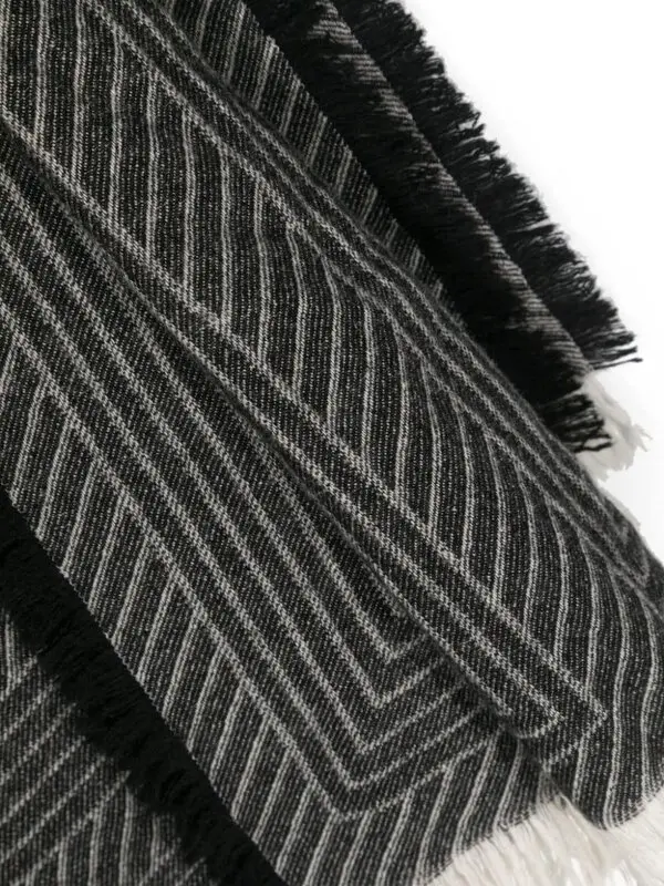TOTEME Monogram-jacquard Striped Fringed Scarf - Black