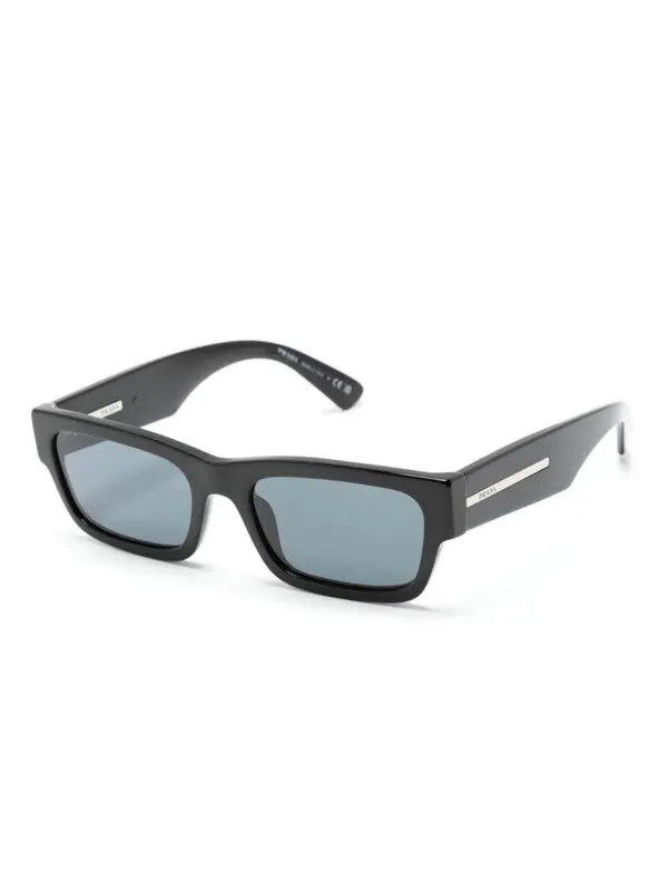 Prada Logo-engraved Rectangle Sunglasses - Black