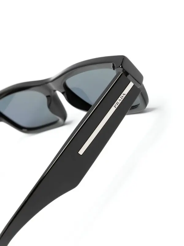Prada Logo-engraved Rectangle Sunglasses - Black