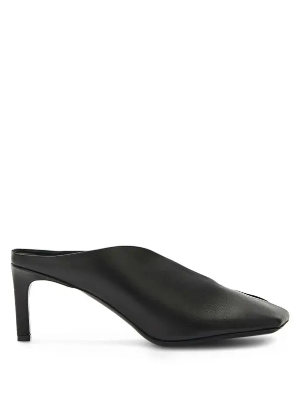 JIL SANDER Square-toe Leather Mules - Black