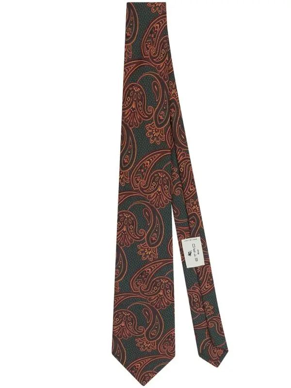 Etro Paisley-print Silk Tie - Green
