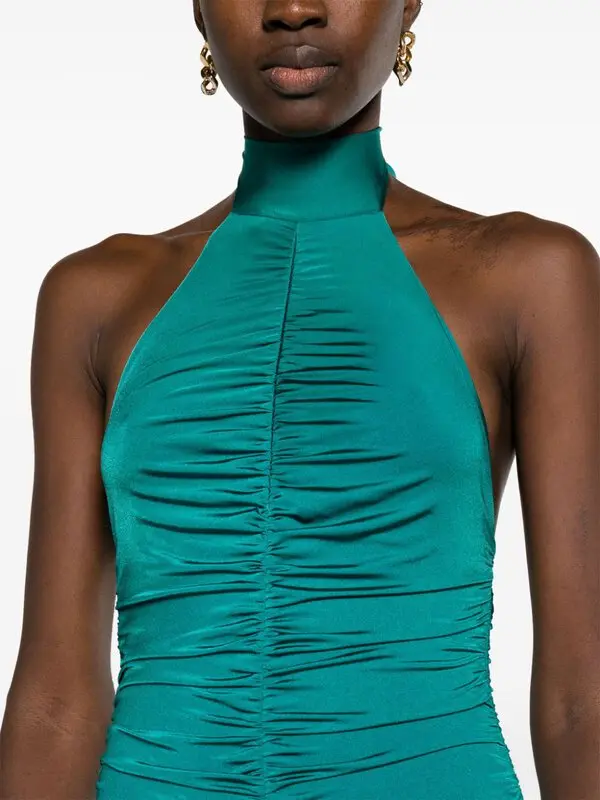 noire swimwear ruched halterneck mini dress Noire Swimwear Ruched Halterneck Mini Dress
