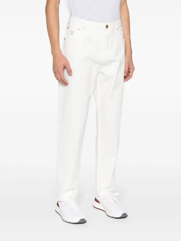 Brunello Cucinelli Logo-embroidered Cotton Jeans
