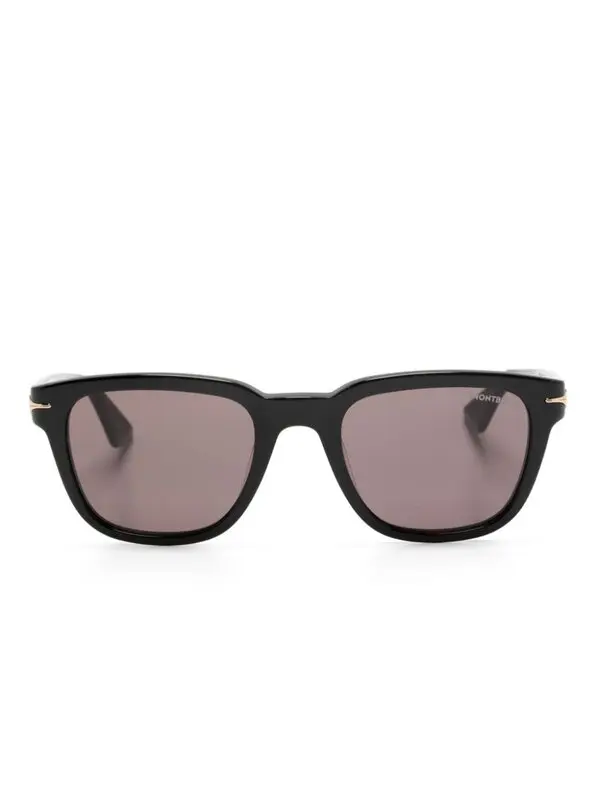 Montblanc Rectangle-frame Logo Sunglasses - Black