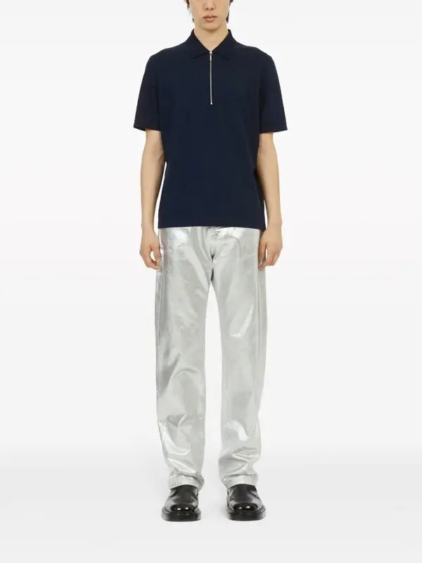 FERRAGAMO Half-zip Cotton Polo Shirt - Blue