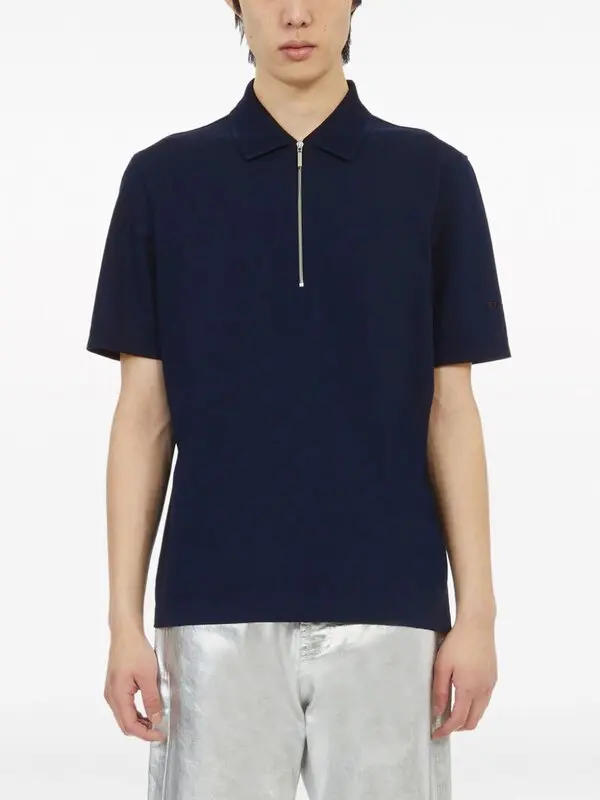 FERRAGAMO Half-zip Cotton Polo Shirt - Blue