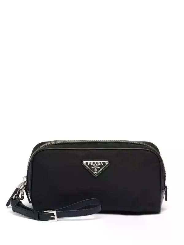 Prada Logo-plaque Zipped Wash Bag - Black