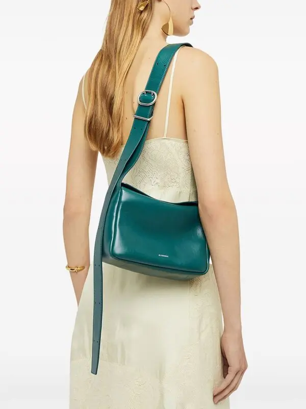 JIL SANDER Logo-print Leather Crossbody Bag - Green