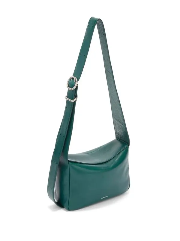 JIL SANDER Logo-print Leather Crossbody Bag - Green