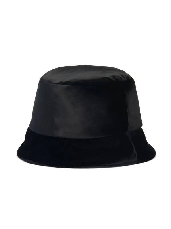 Prada Velvet Bucket Hat With Triangle Logo - Black