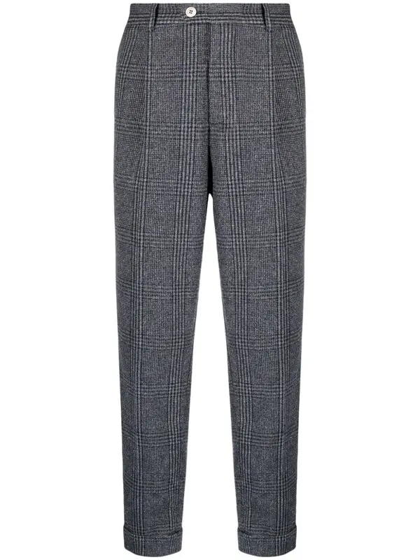 Brunello Cucinelli Checked Tapered Trousers - Blue