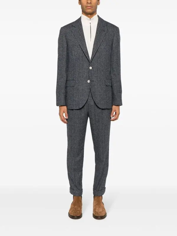 Brunello Cucinelli Checked Tapered Trousers - Blue