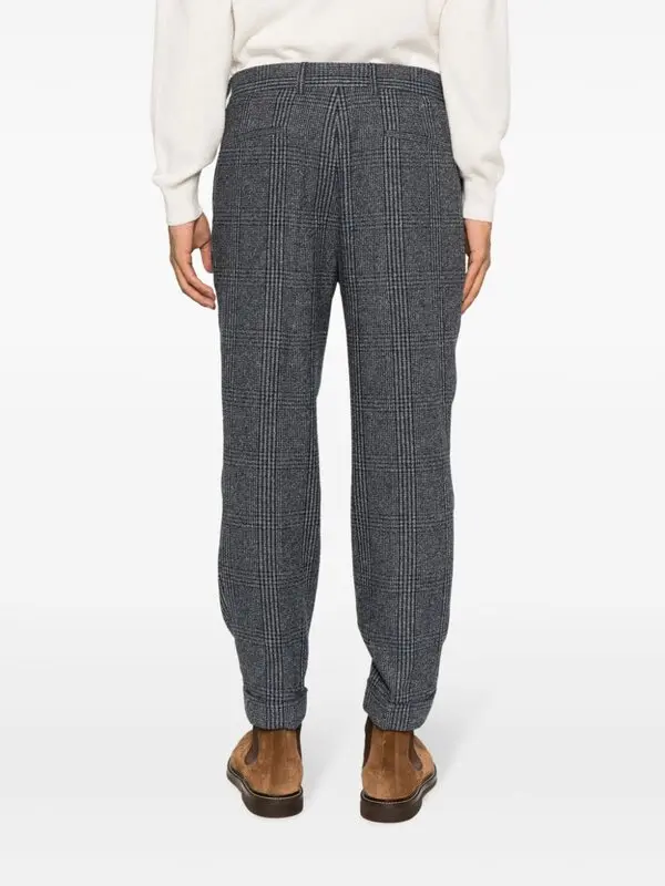 Brunello Cucinelli Checked Tapered Trousers - Blue