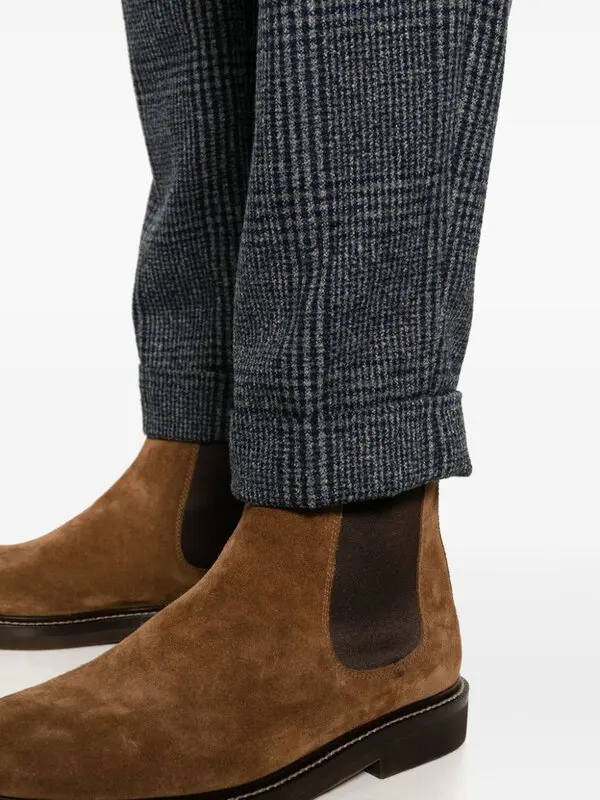 Brunello Cucinelli Checked Tapered Trousers - Blue