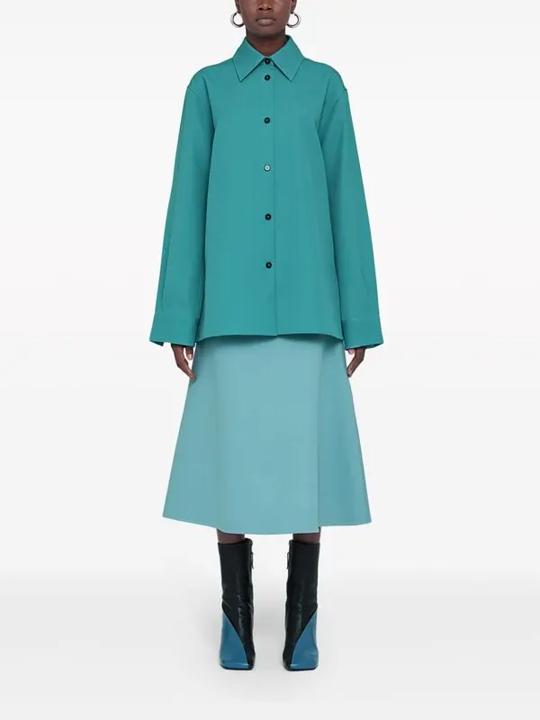 JIL SANDER Pointed-collar Wool Shirt - Blue
