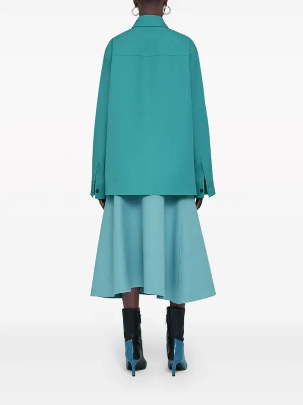JIL SANDER Pointed-collar Wool Shirt - Blue