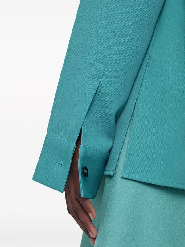 JIL SANDER Pointed-collar Wool Shirt - Blue