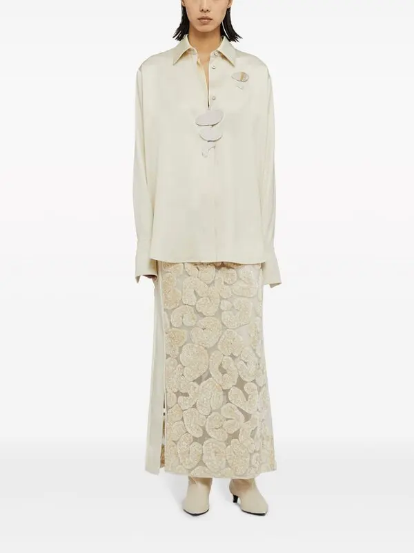 JIL SANDER Pointed-collar Satin Shirt - White