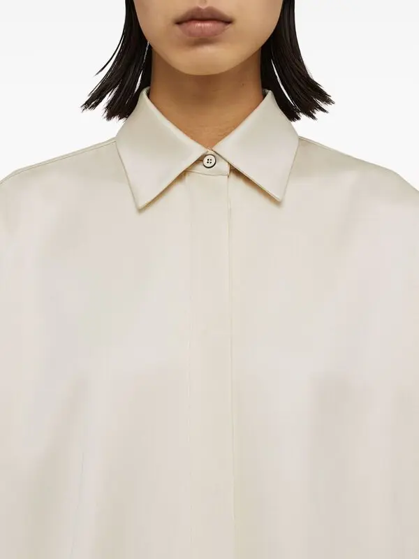 JIL SANDER Pointed-collar Satin Shirt - White