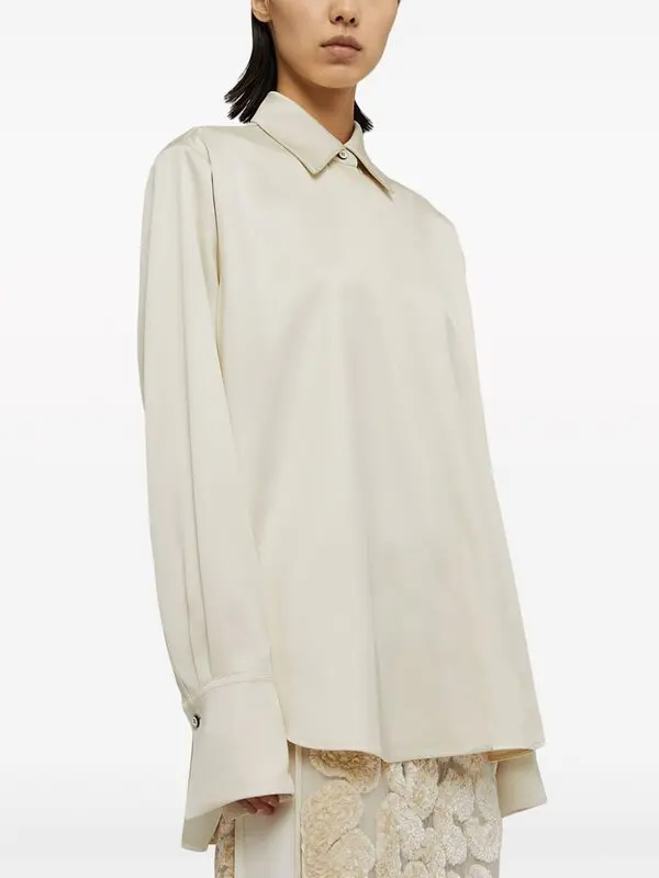 JIL SANDER Pointed-collar Satin Shirt - White